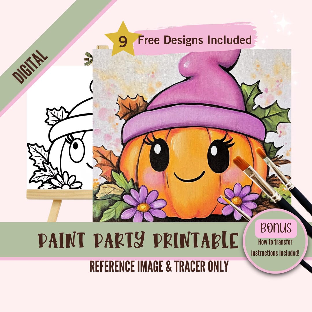 Cute Summerween Sip and Paint Downloadable Stencil Art, DIY Acrylic ...