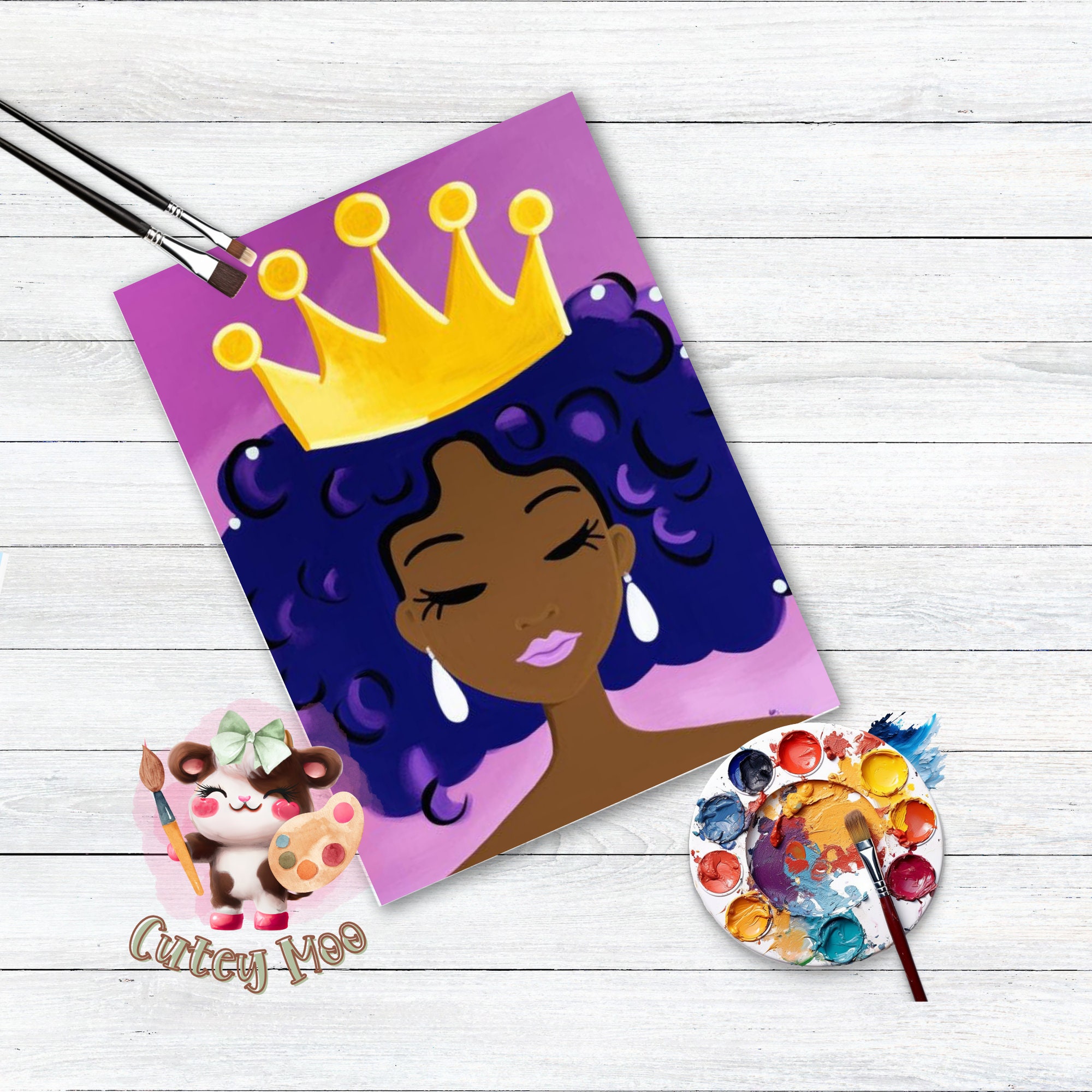 Afro Woman Crown Paint Party, DIY Sip and Paint Stencil, Self-love ...