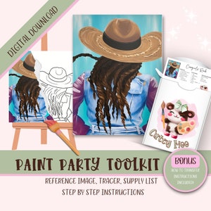Adult DIY Paint Party Printable, Pre Drawn Outline Canvas, Ladies Night ...