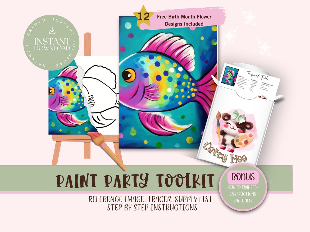 DIY Paint Party for Adults and Kids |pre-drawn | Art Party Paint Kit ...