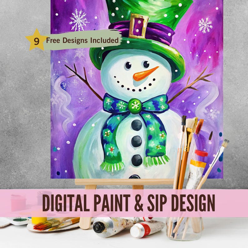 Snowman Paint Party Template, Winter Paint and Sip Design, DIY Holiday ...