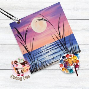Summer Moonlit Beach Paint Party Printable Kit - Landscape Digital Sip ...