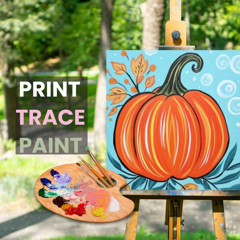 Digital Paint Party Toolkit - Pumpkin Painting Kit, Pre-drawn Canvas ...