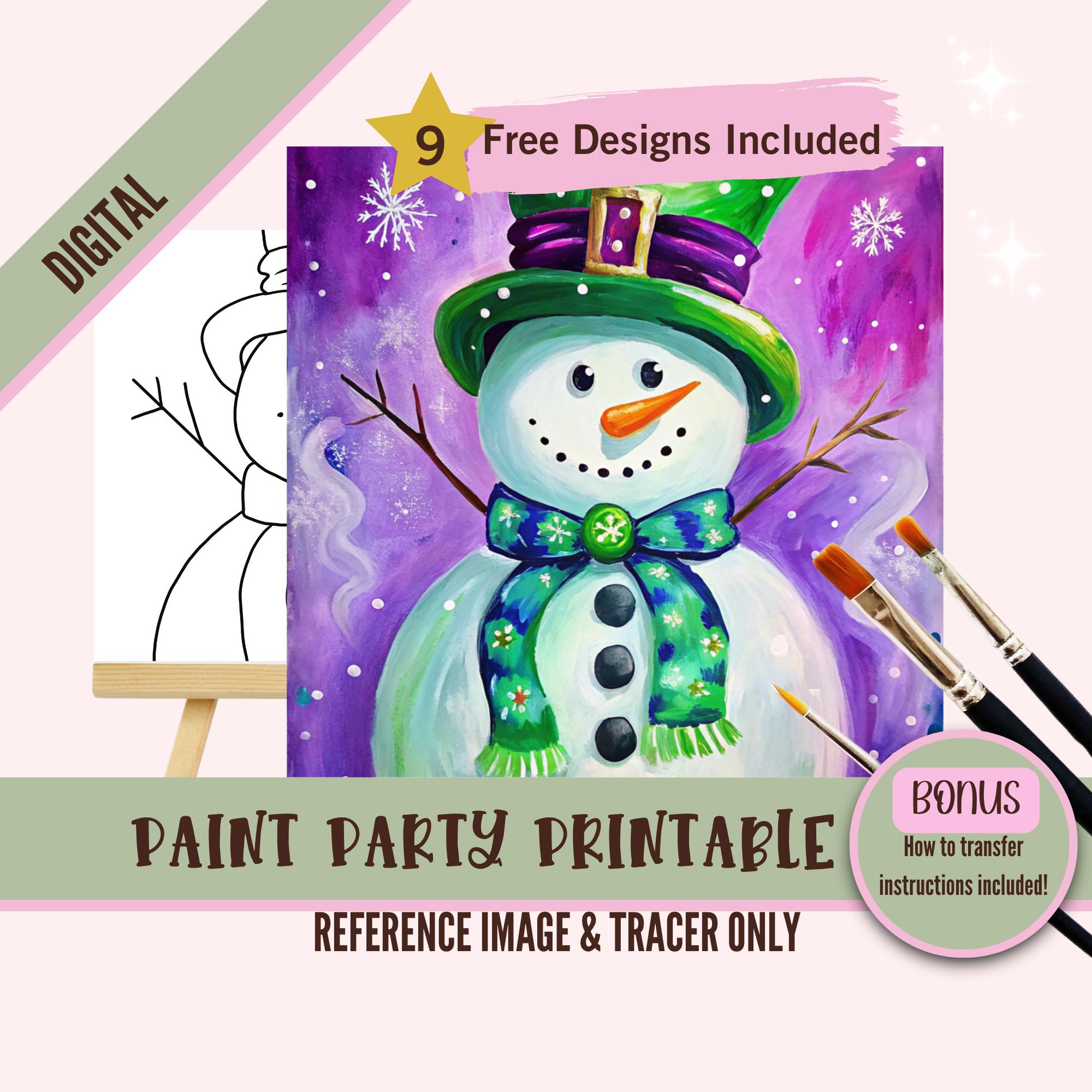 Snowman Paint Party Template, Winter Paint and Sip Design, DIY Holiday ...