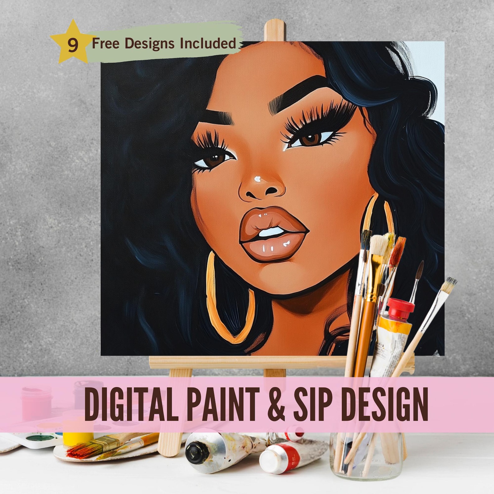 Sip and Paint Downloadable Stencil Art, DIY Acrylic Painting Party ...