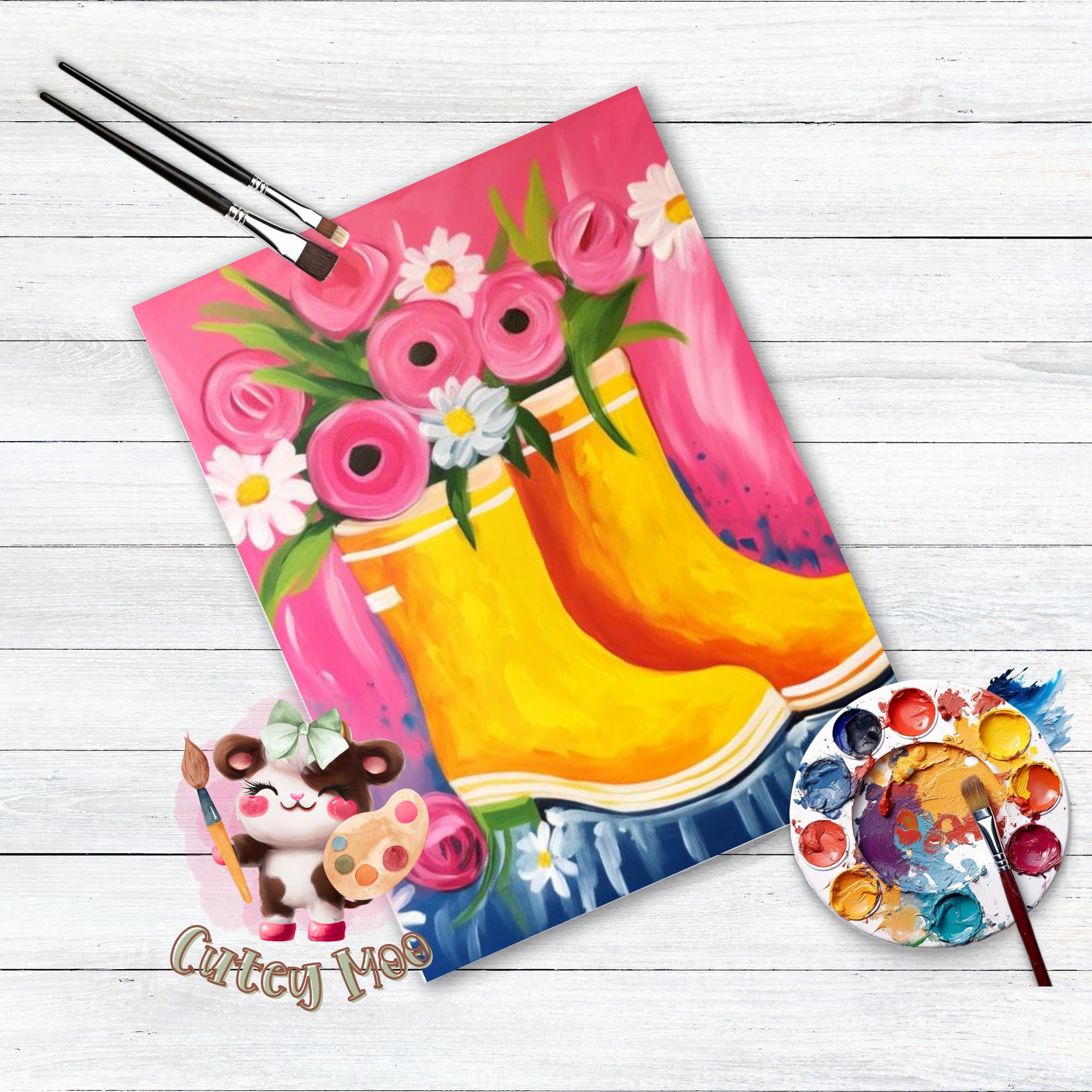 Paint and Sip Kit Spring, Diy Paint Party Kit Instant Download, Step by ...