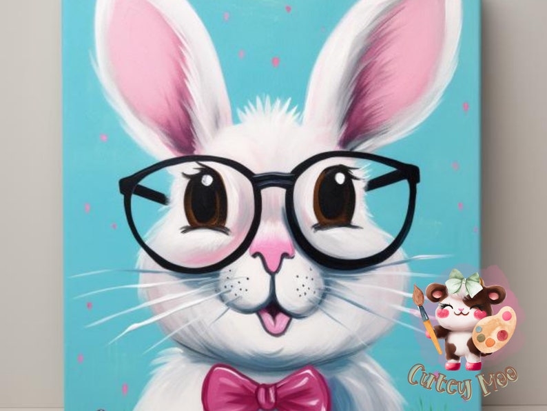 Easter Bunny DIY Paint Party Adult Painting pre-drawn Art Party Paint Kit Sip & Paint Digital ...