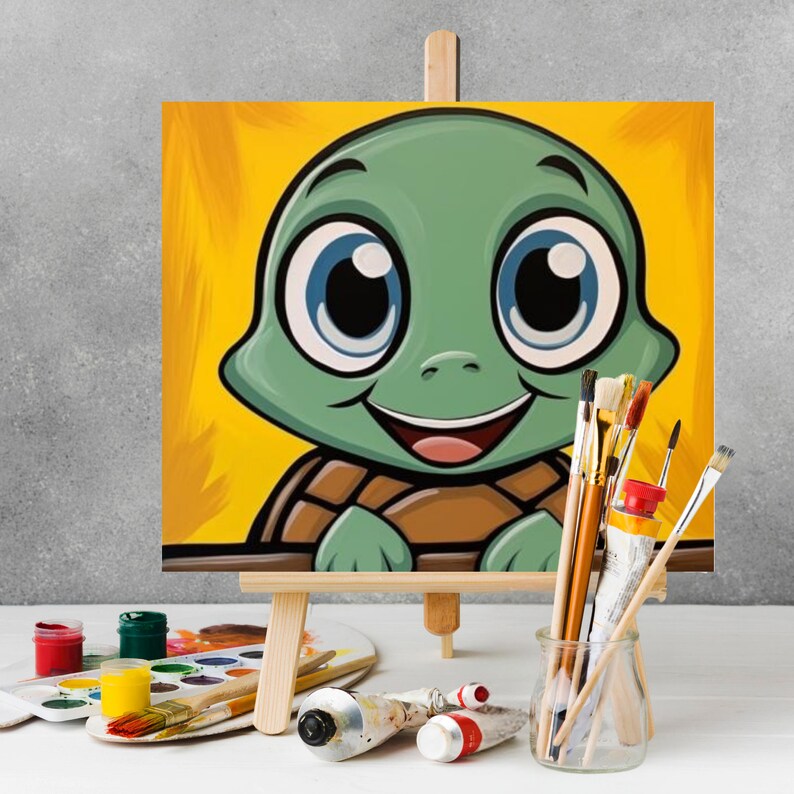 Peek-a-boo Turtle Paint Party Printable - Digital Painting Kit for Kids ...
