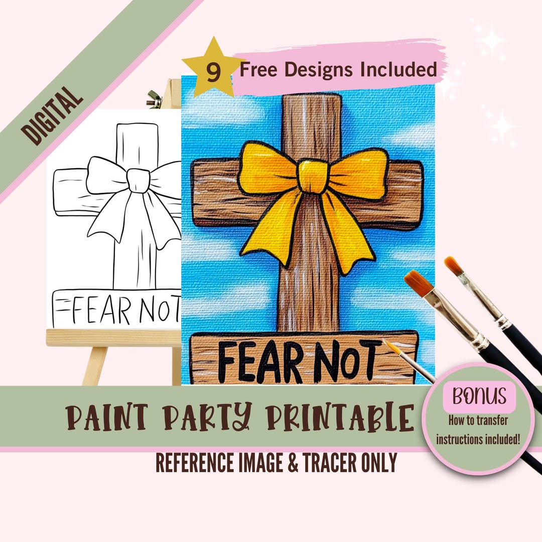 Christian Sip and Paint Downloadable Stencil Art, Religious DIY Acrylic ...