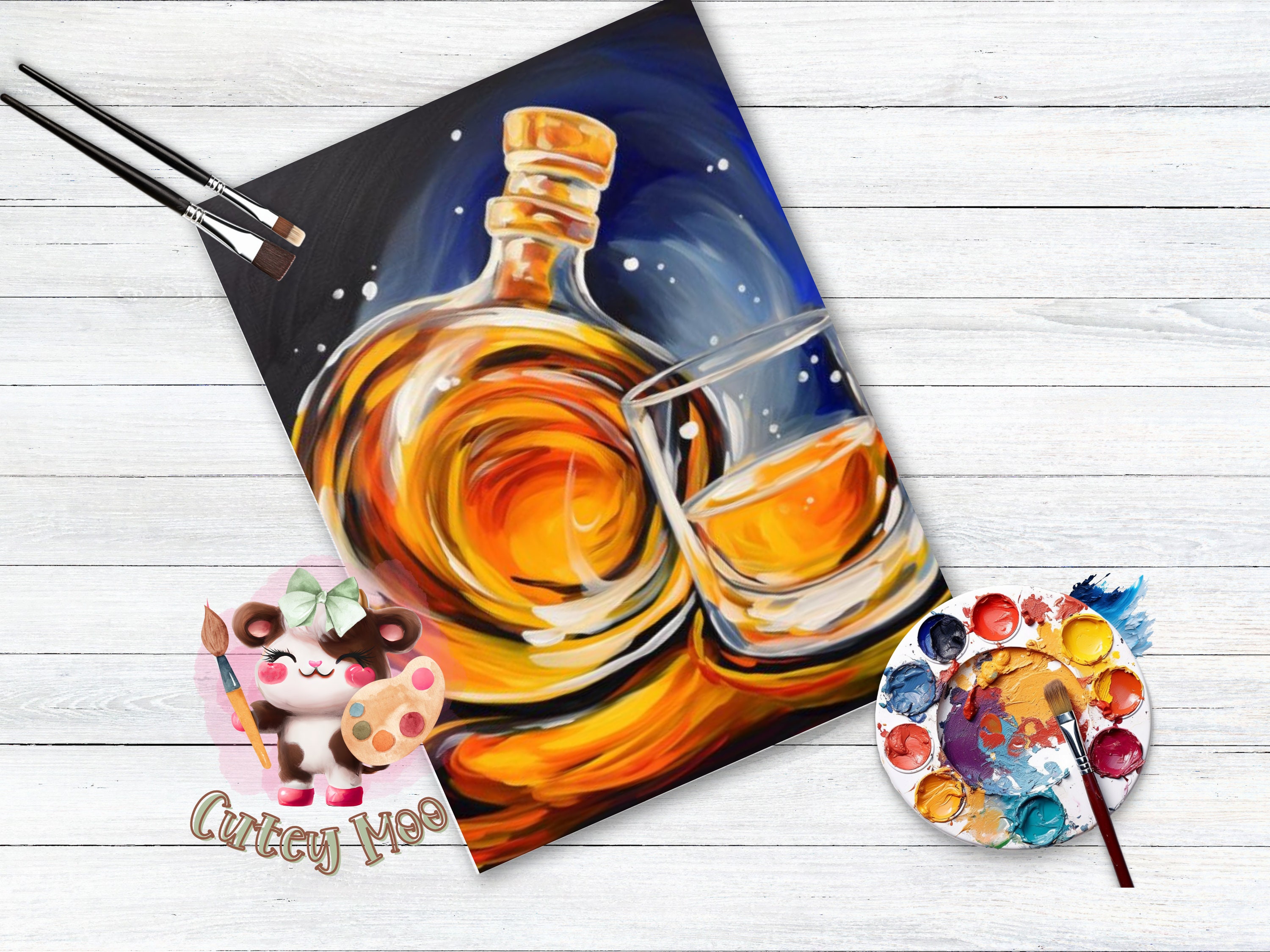 Whiskey Shot DIY Paint Party Outline for Adults |pre-drawn | Art Party ...