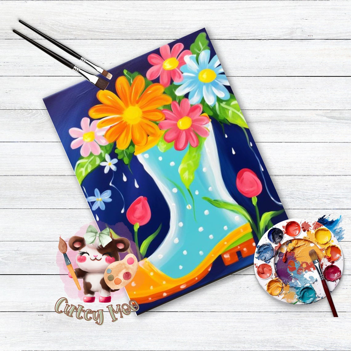 Paint and Sip Spring, Diy Paint Party Kit Instant Download, Step by ...