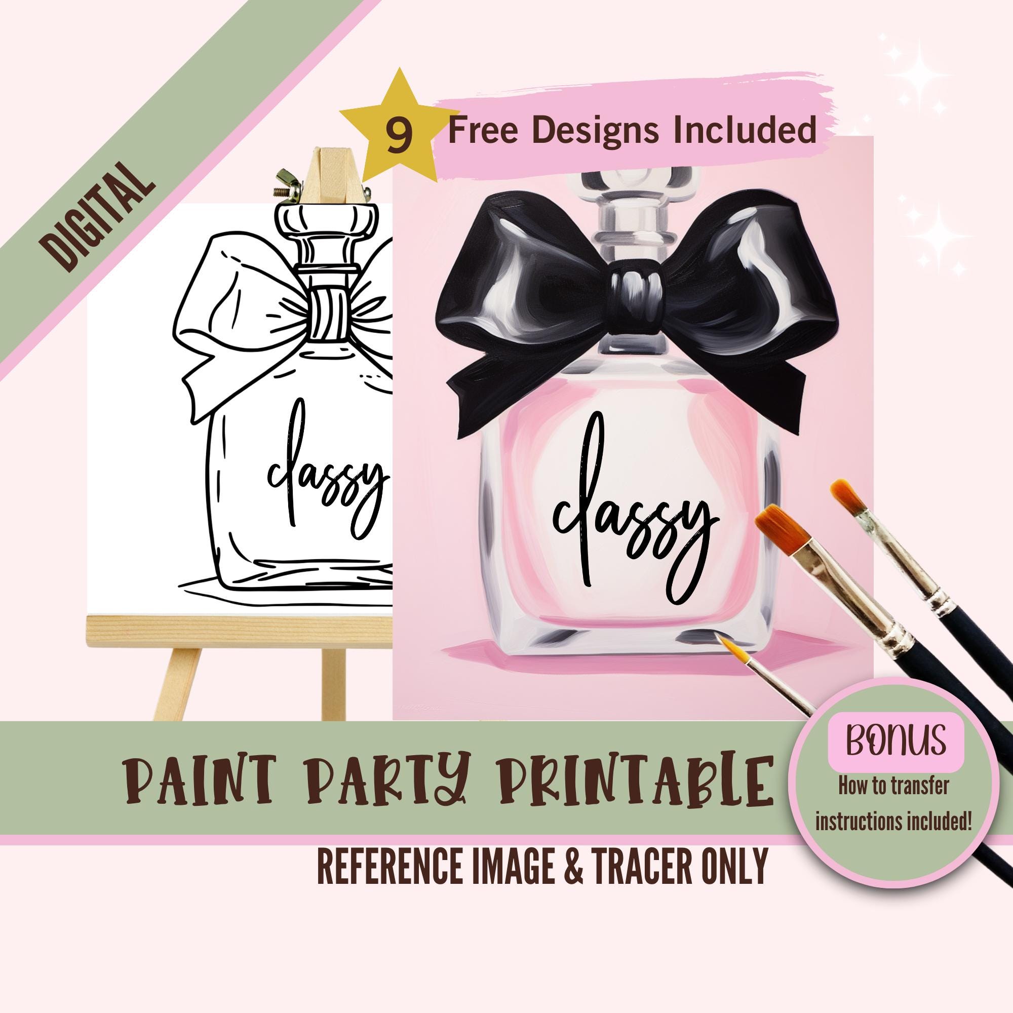 Ladies Night Sip and Paint Canvas, Pre Drawn Template for DIY Painting ...