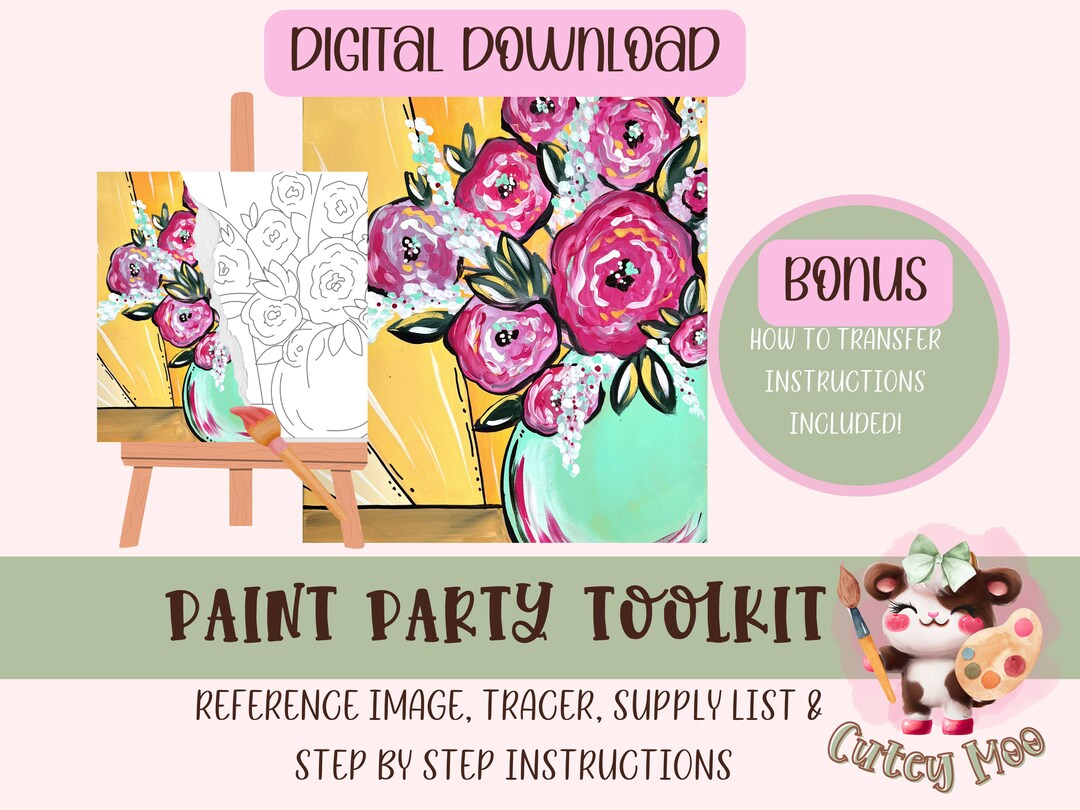 Paint Party Printable Flower Girl | DIY Paint Party Printable for ...
