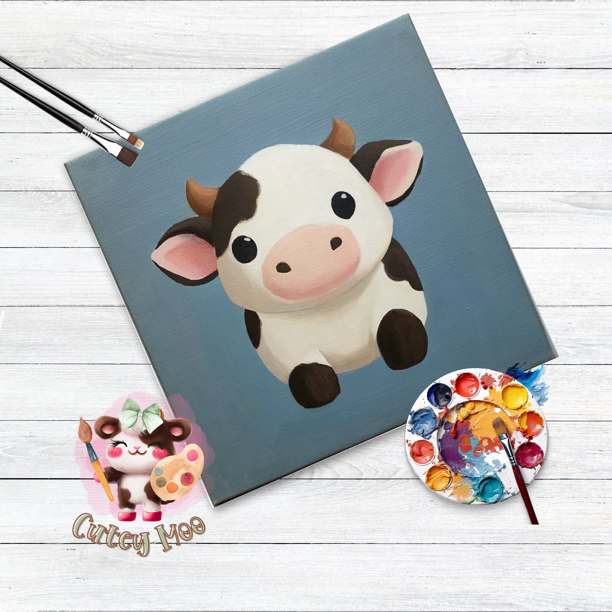 Cow Paint Party Printable - Digital Painting Kit for Kids & Adults ...