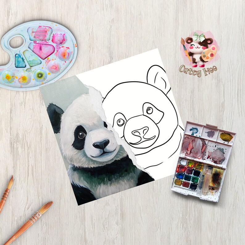 Panda Paint Party Kit Pre-drawn Canvas, Paint and Sip for Adults and ...