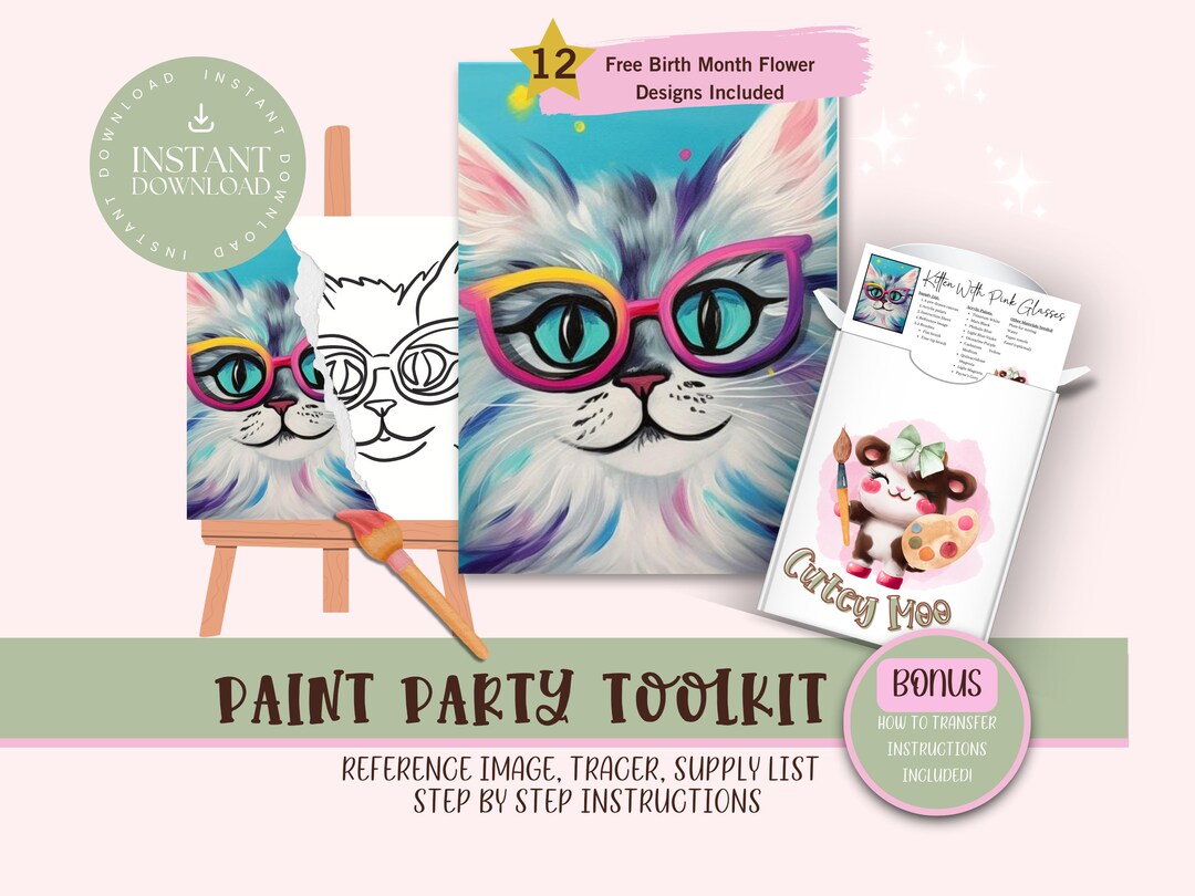 DIY Paint Party for Adults and Kids |pre-drawn | Art Party Paint Kit ...