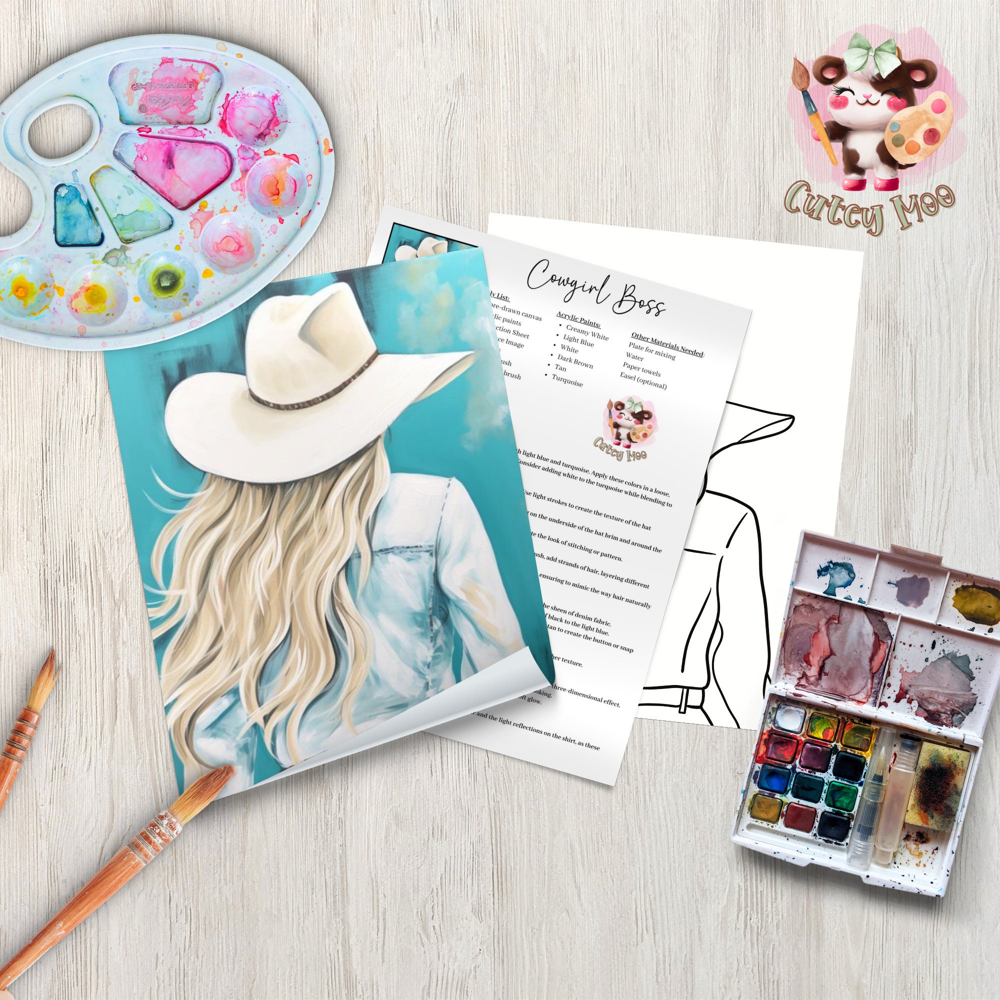 Adult DIY Paint Party Printable Bundle, Pre Drawn Outline, Ladies Night ...