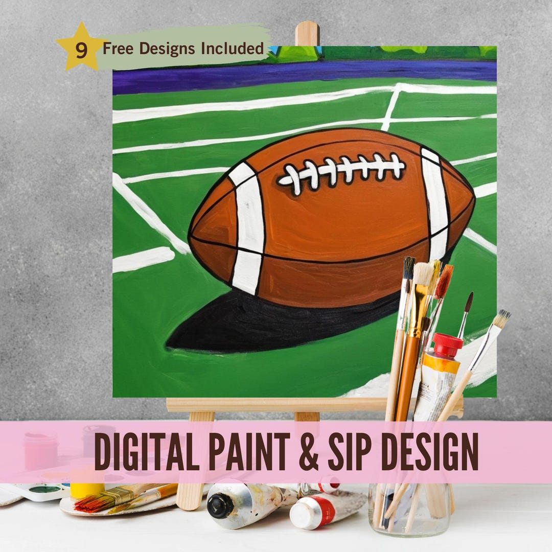 Football Season Sip and Paint Downloadable Stencil Art, DIY Acrylic ...