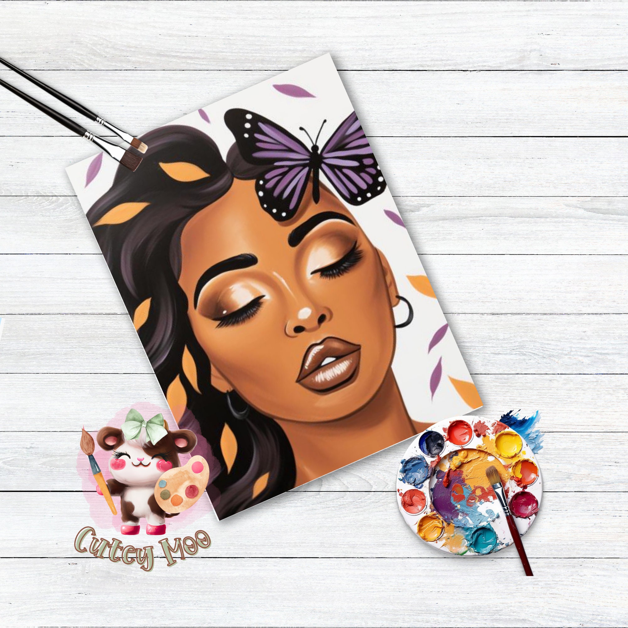 Paint & Sip Afro Girls Night Out Paint Kit Diy Paint Party Templates ...