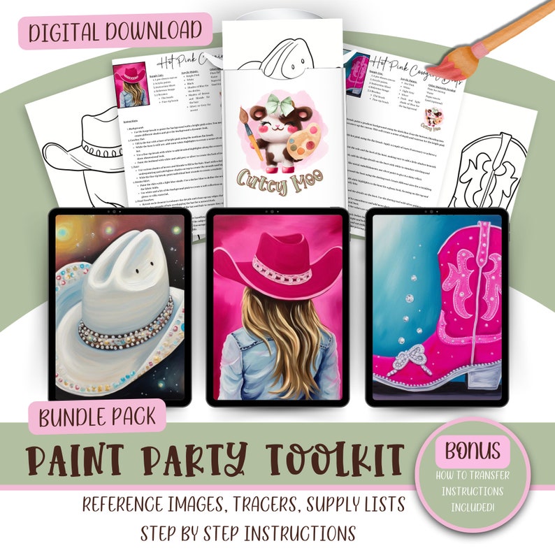 Adult DIY Paint Party Printable Bundle, Pre Drawn Outline, Ladies Night ...