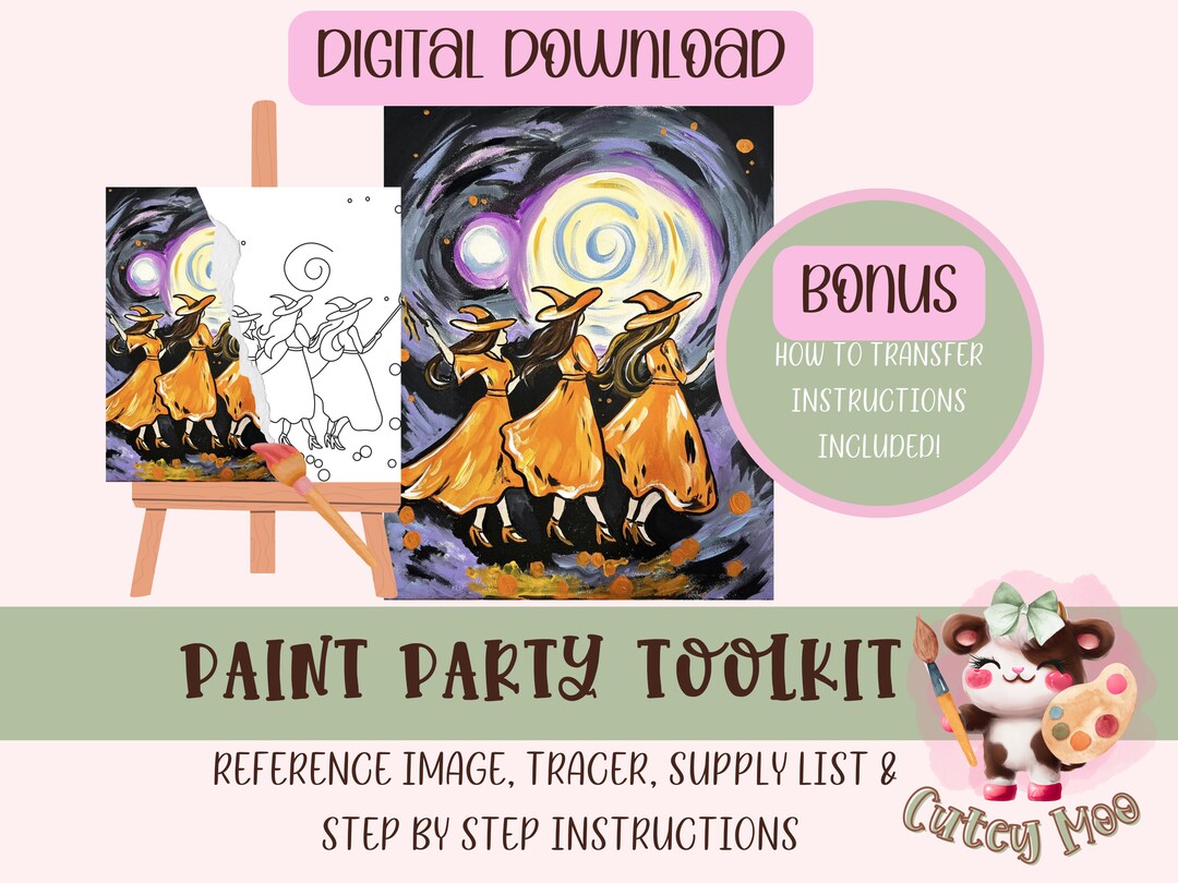 Halloween Diy Paint Party | Adult Painting | Pre-drawn| Spellbinding ...