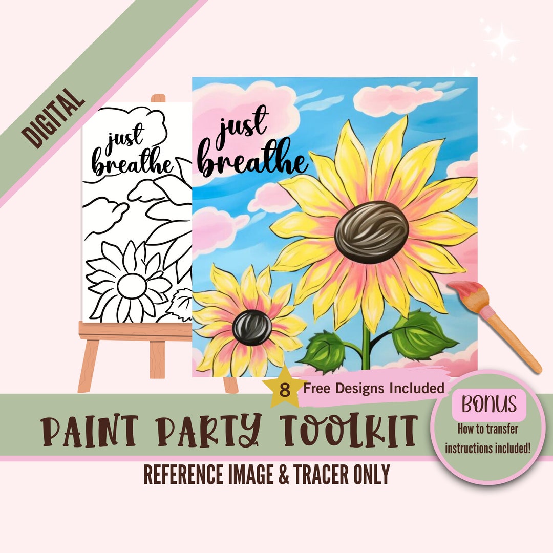 Just Breathe Positive Affirmation Sunflower Digital Painting Kit Paint ...