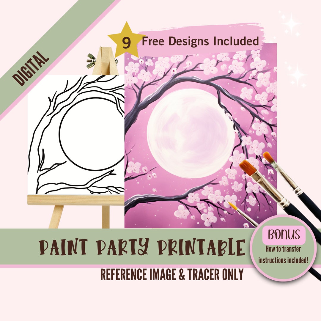 Landscape Sip and Paint Party Kit Canvas, Pre Drawn Template for DIY ...