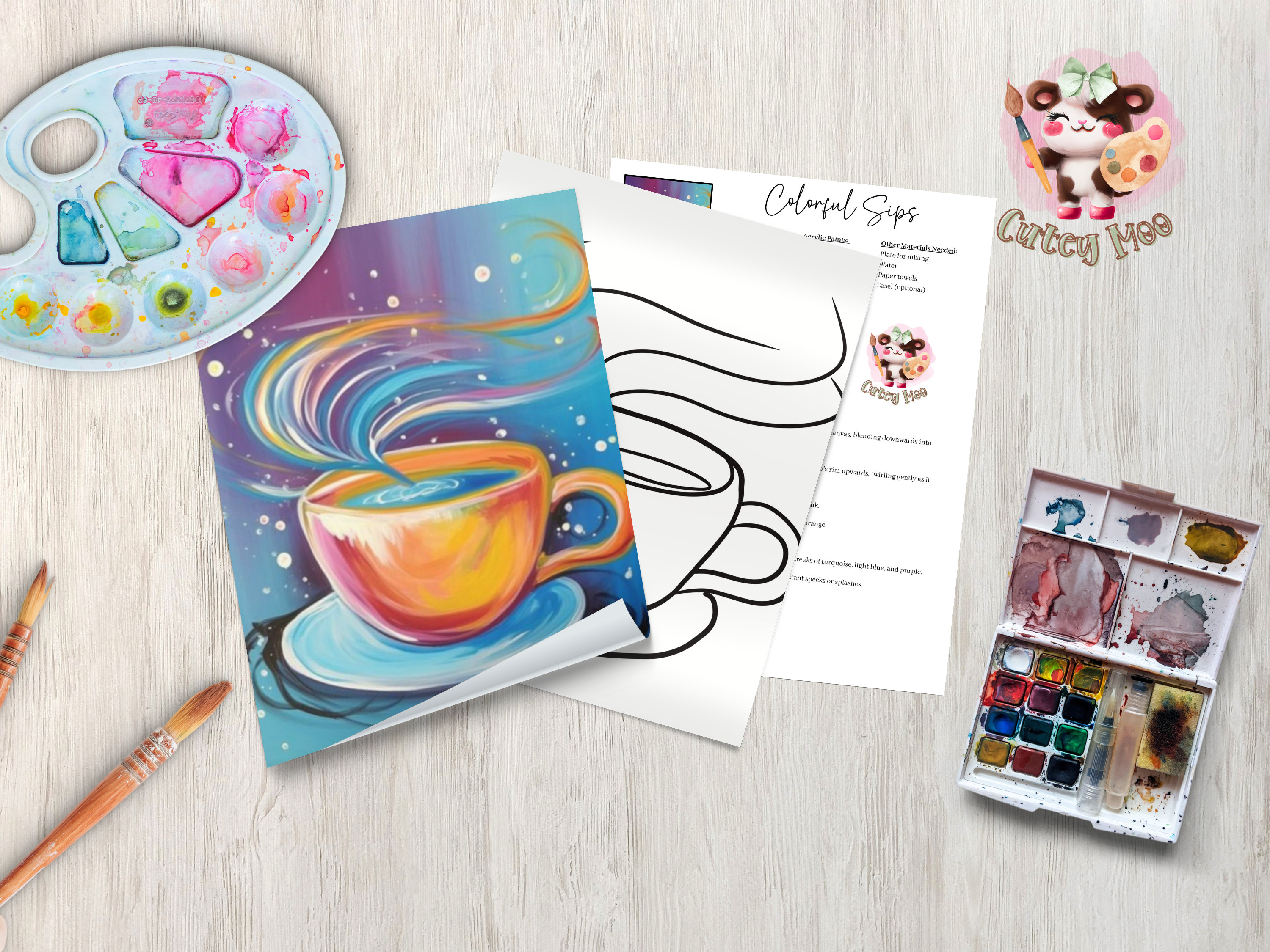 Teacup DIY Paint Party for Adults and Kids pre-drawn Art Party Paint ...