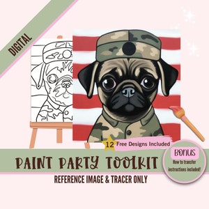 Patriotic Pug Paint Party Printable - Usa Digital Painting Kit for ...