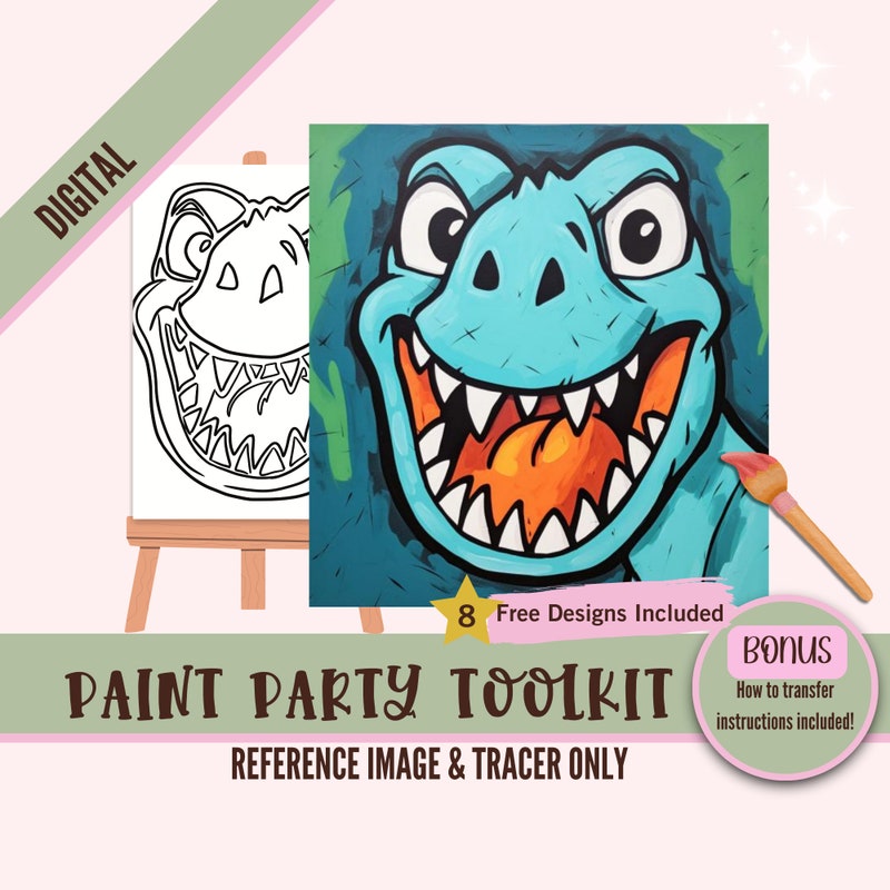 Dinosaur Canvas Art Paint - Etsy