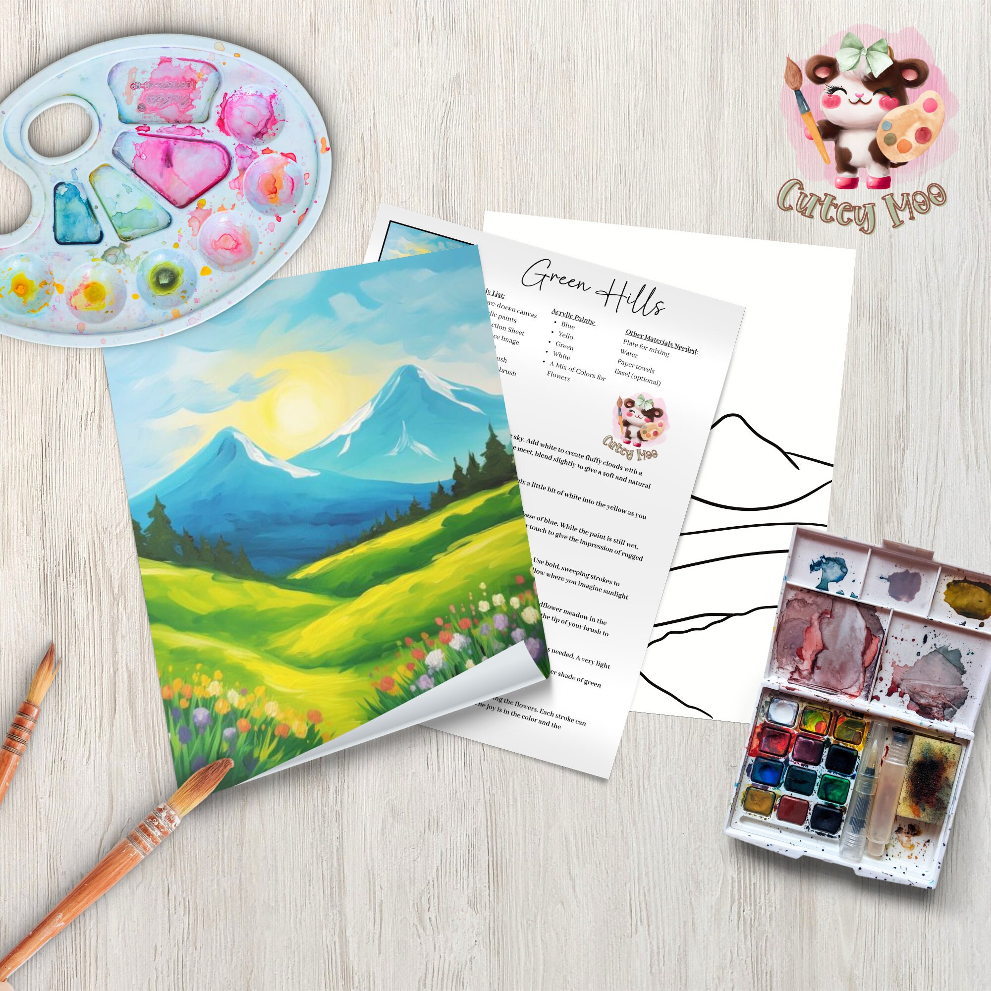 Diy Adult Paint Party Printable Images Kit, Sip and Paint Predrawn Png ...