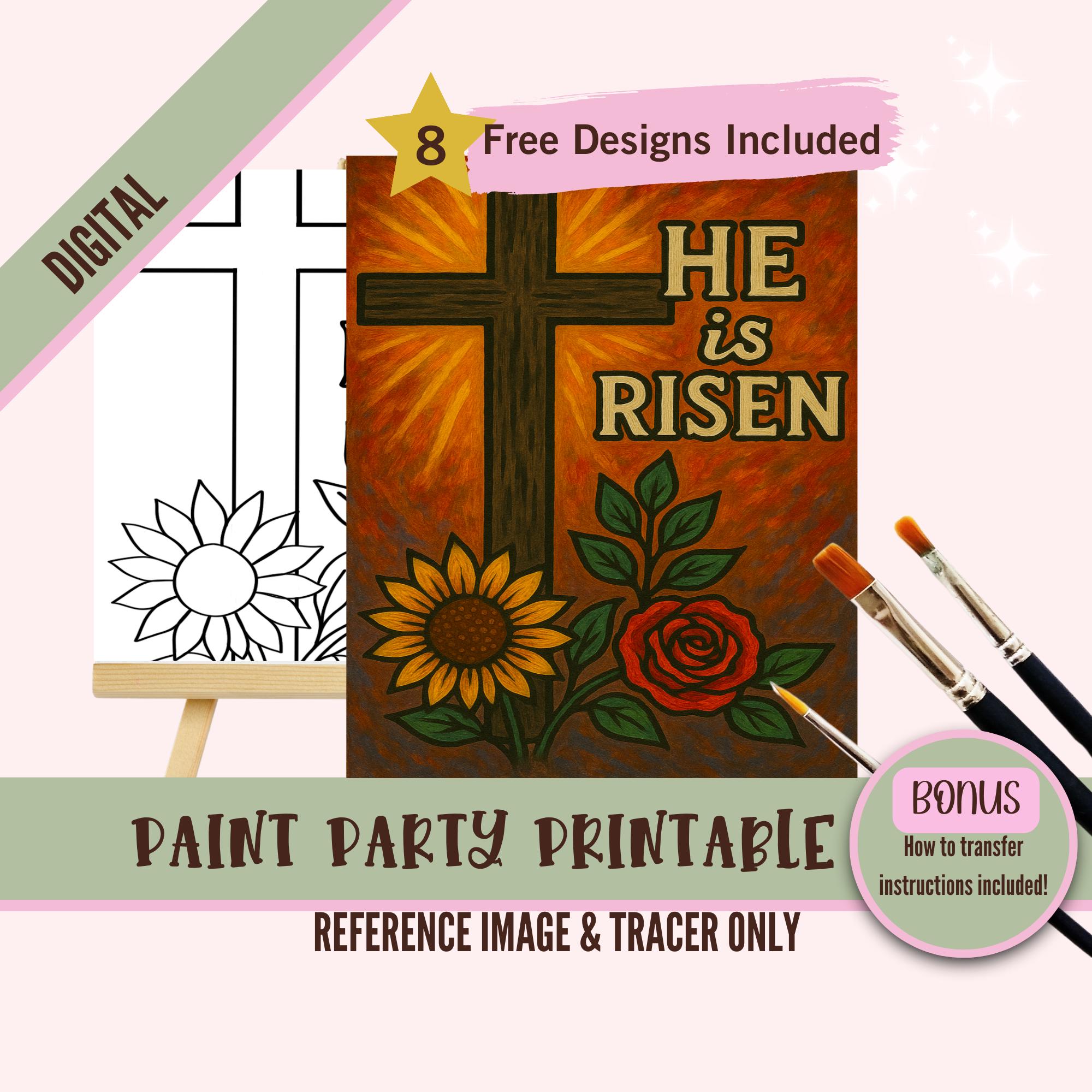 Easy Cross Paint Party Printable | Christian Religious Art Digital ...