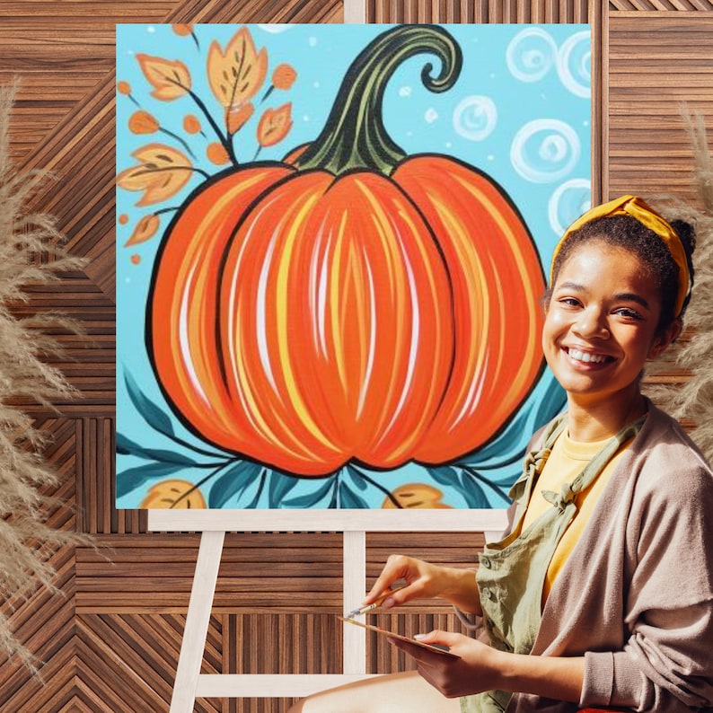 Digital Paint Party Toolkit Pumpkin Painting Kit, Pre-drawn Canvas ...