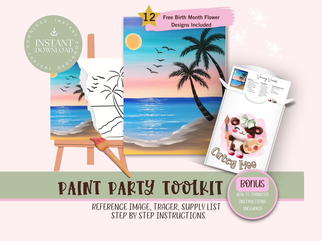 DIY Paint Party for Adults and Kids |pre-drawn | Art Party Paint Kit ...