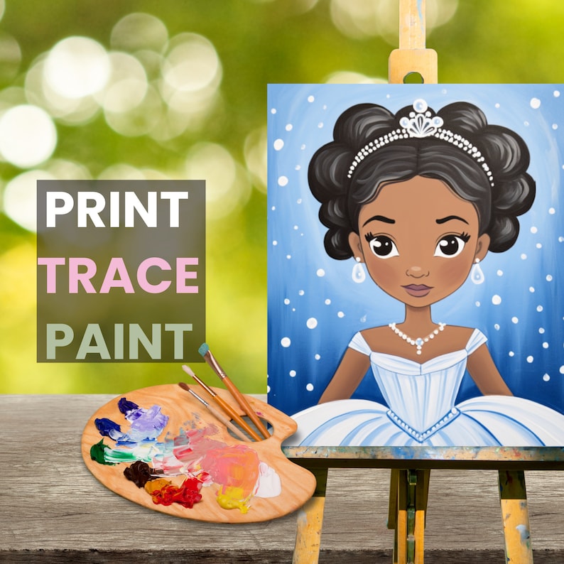 DIY Sip and Paint Canvas Kit - Pre Drawn African American Princess With ...