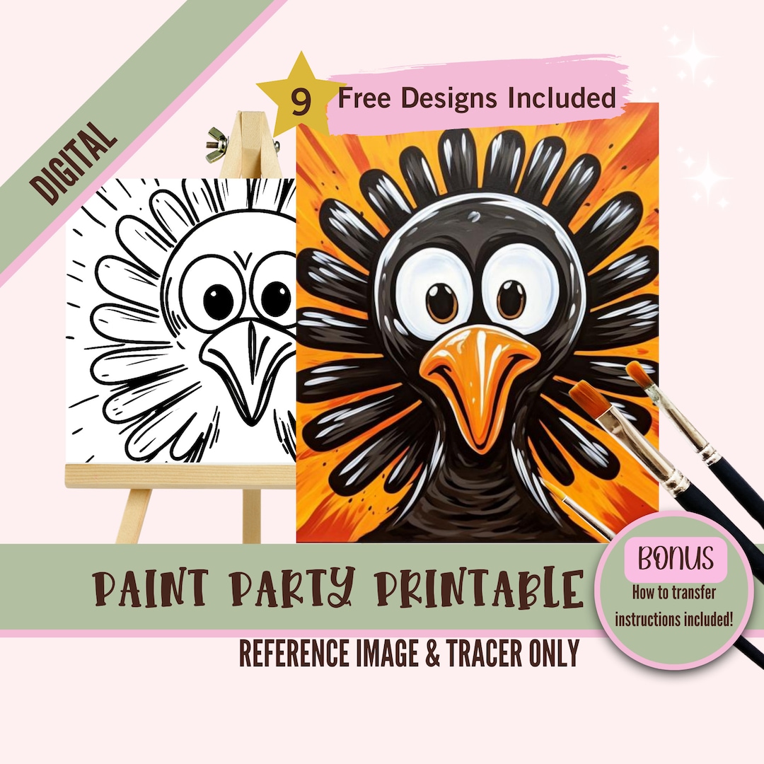 Thanksgiving Turkey Painting Kit Pre-drawn Canvas for Adults DIY Paint ...