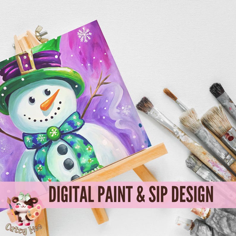 Snowman Paint Party Template, Winter Paint and Sip Design, DIY Holiday ...