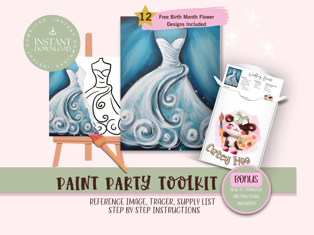 DIY Paint Party for Adults and Kids |pre-drawn | Art Party Paint Kit ...