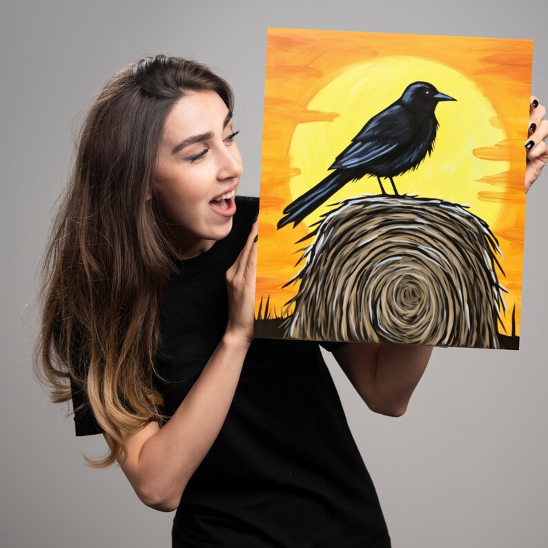 Fall Raven Painting Party Printable, Sublimation PNG Tracer Digital DIY ...