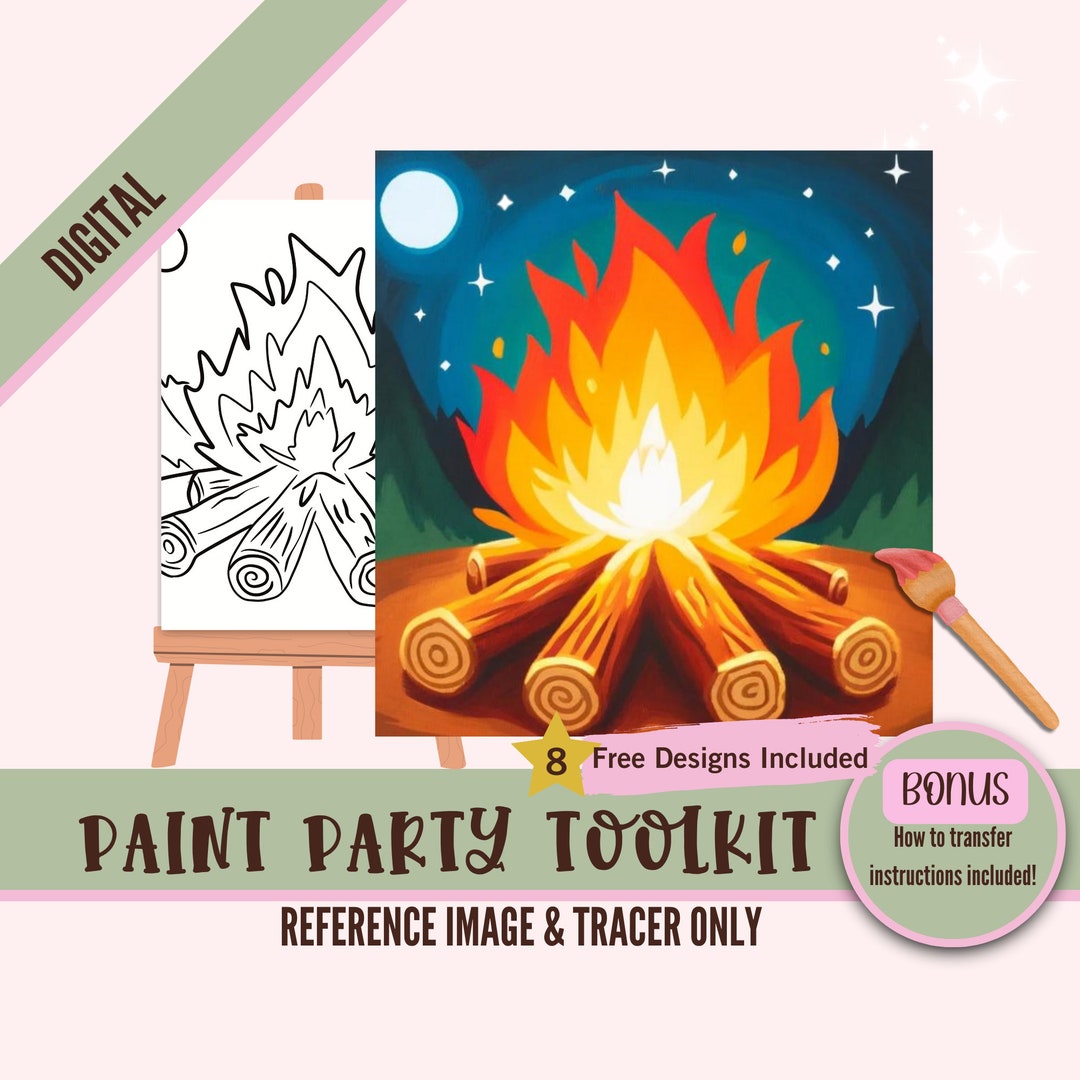 Campfire Painting Kit for Adults, Teens - Paint Party Printable, Pre ...