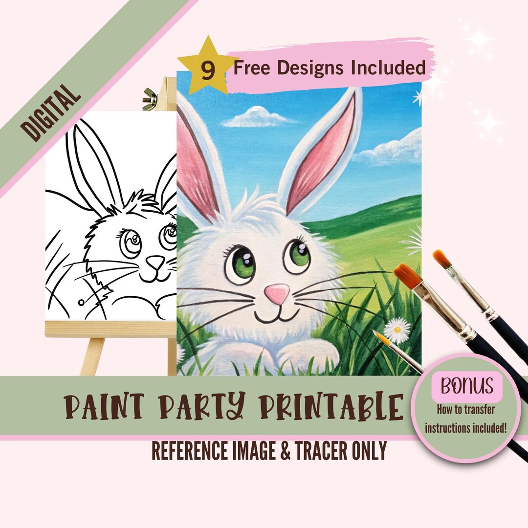 Easter Bunny Paint Party Printable, Cute Rabbit Painting Template, Kids ...