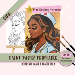 Nurse Paint Party Printable Kit, African American Nurse Painting, DIY ...