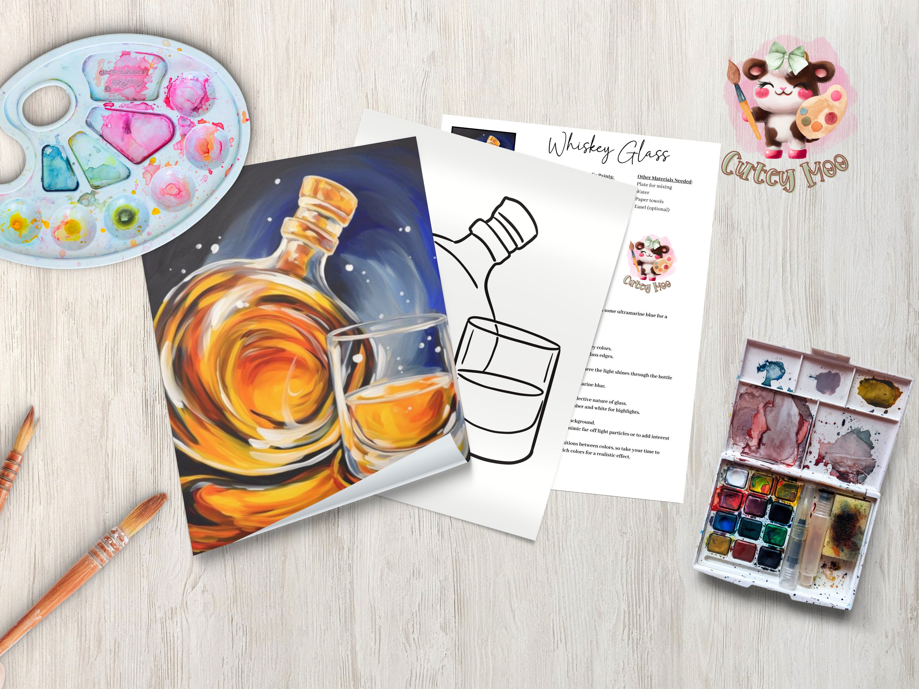 Whiskey Shot DIY Paint Party Outline for Adults |pre-drawn | Art Party ...