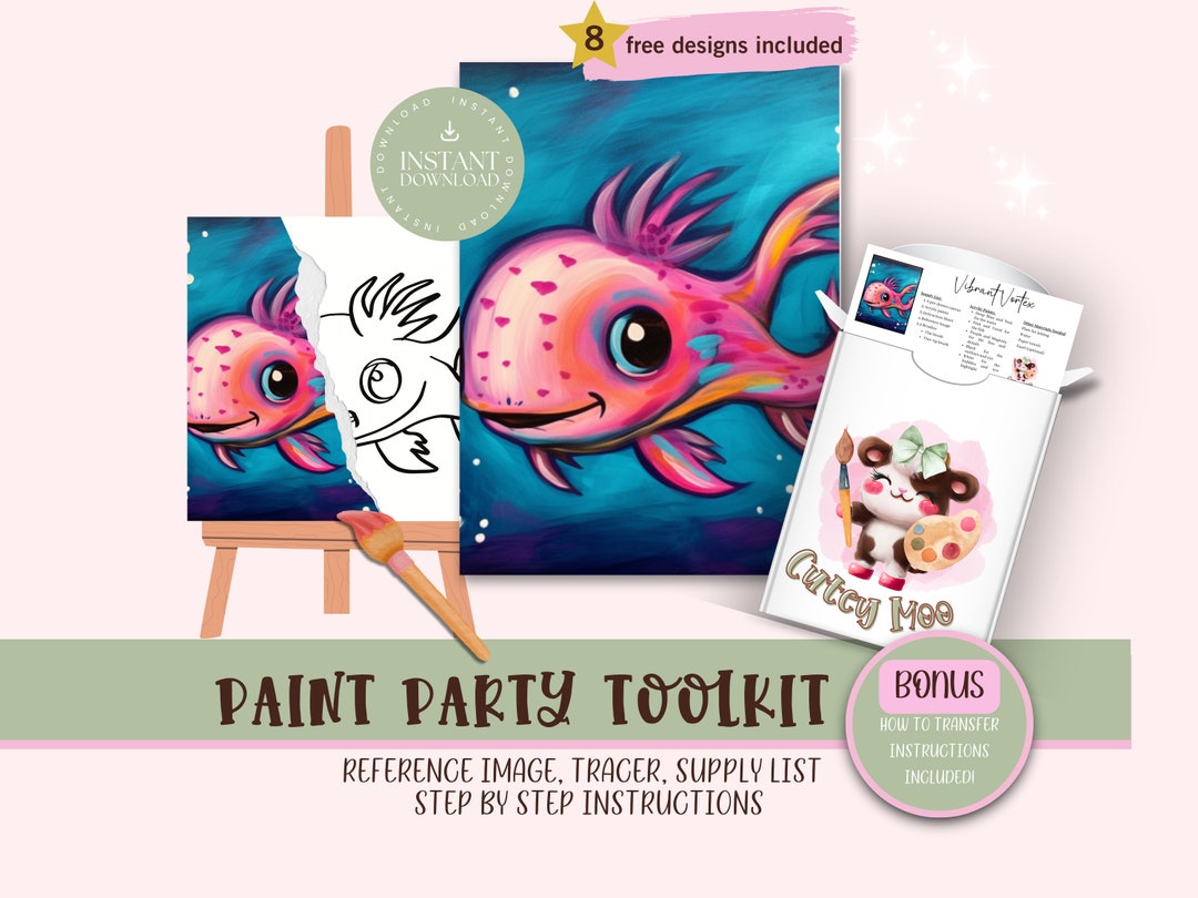 Sea Creature Diy Adult Paint Party Printable Images Kit, Sip and Paint ...
