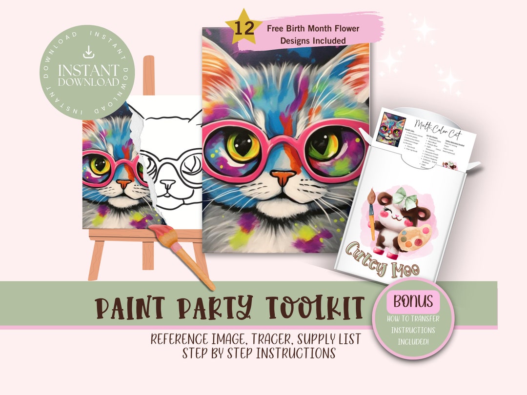 DIY Paint Party for Adults and Kids |pre-drawn | Art Party Paint Kit ...