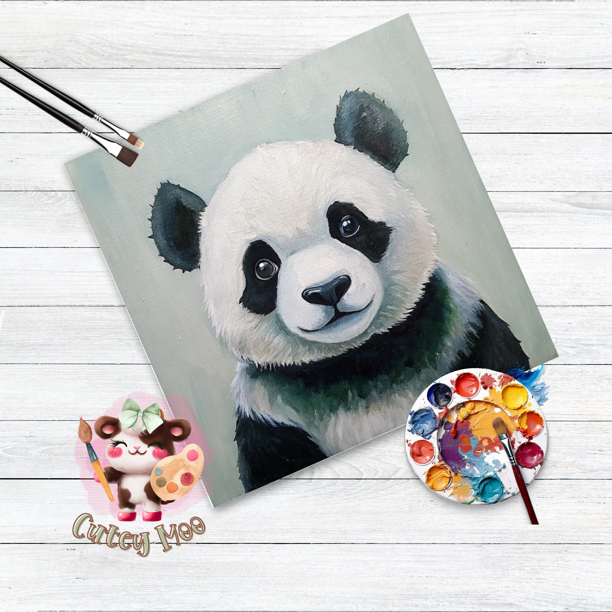 Panda Paint Party Kit Pre-drawn Canvas, Paint and Sip for Adults and ...