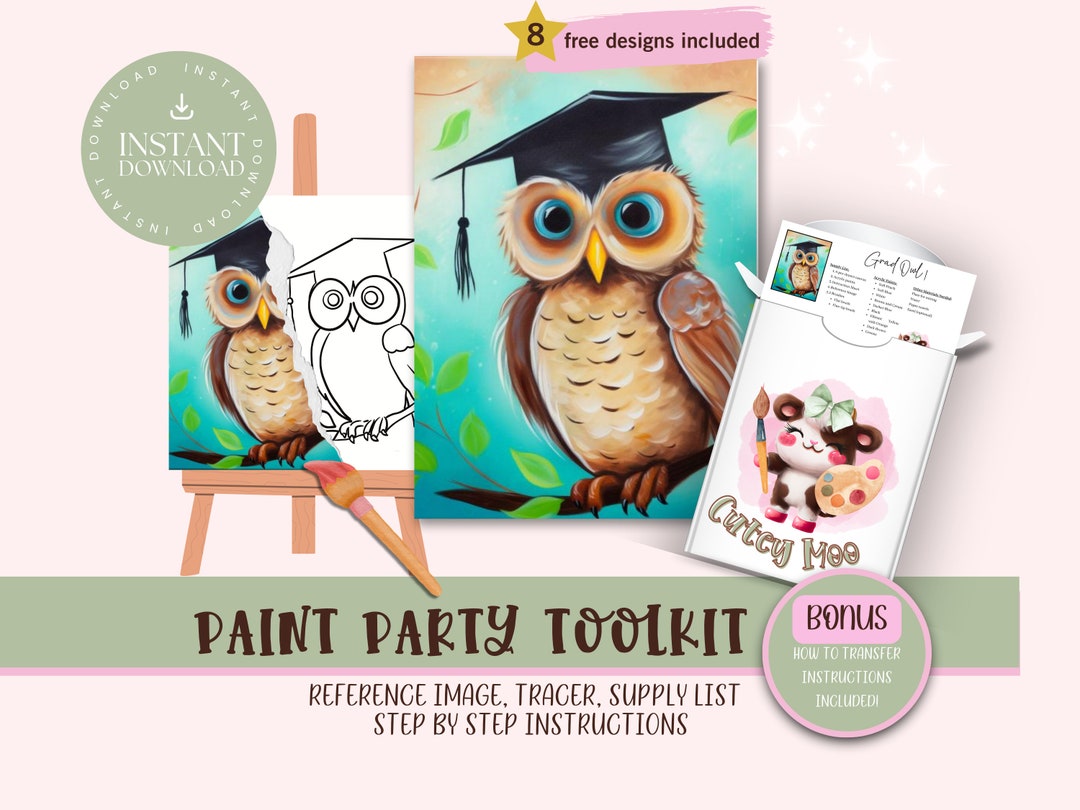 Graduation DIY Paint Party for Adults and Kids |pre-drawn | Art Party ...