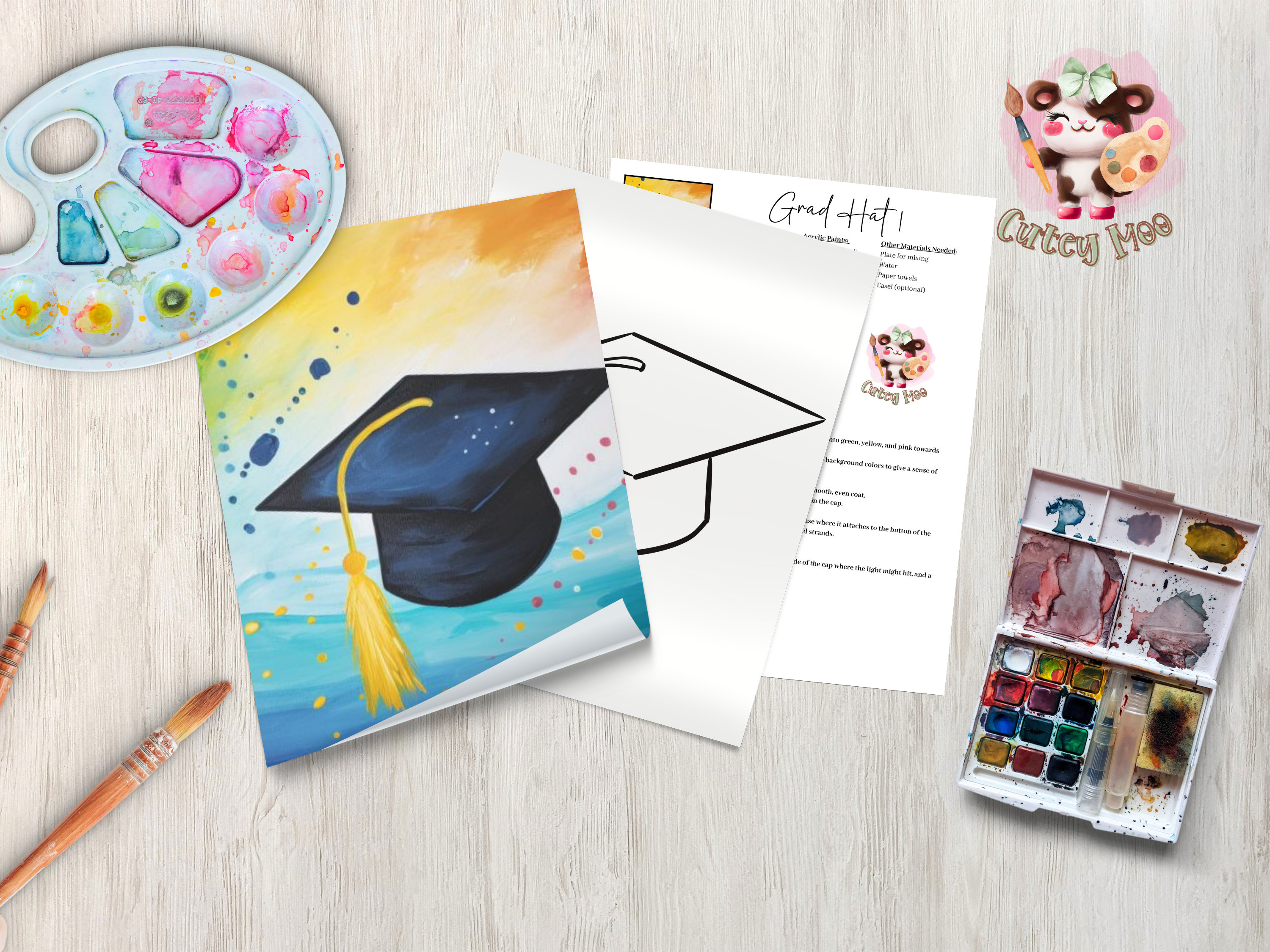 Graduation DIY Paint Party for Adults and Kids pre-drawn Art Party ...