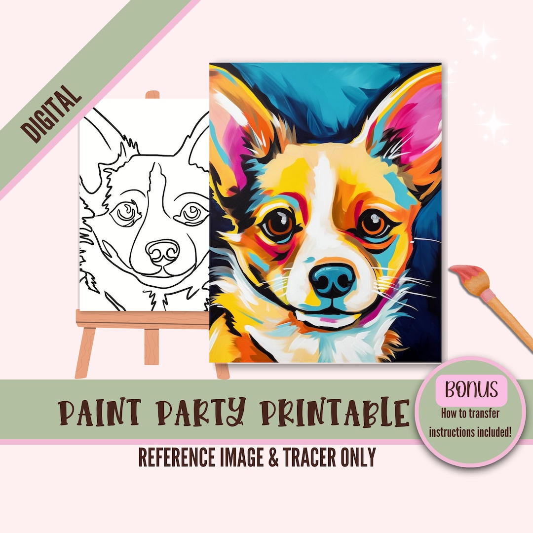 Pop Art Pre-drawn Canvas for Kids and Adults Art Party | Puppy Diy ...