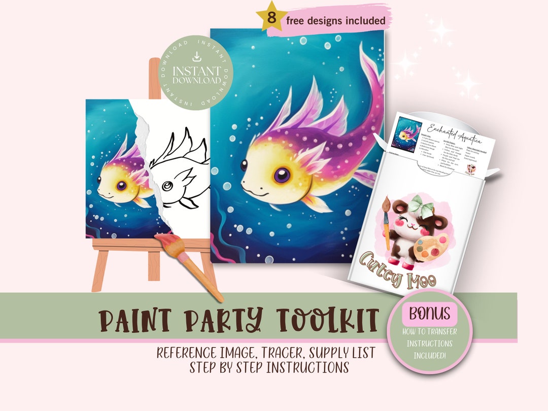 Sea Creature Diy Adult Paint Party Printable Images Kit, Sip and Paint ...